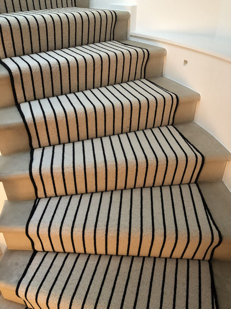 Black & White Striped Carpet Installed In Soho | The Flooring Group