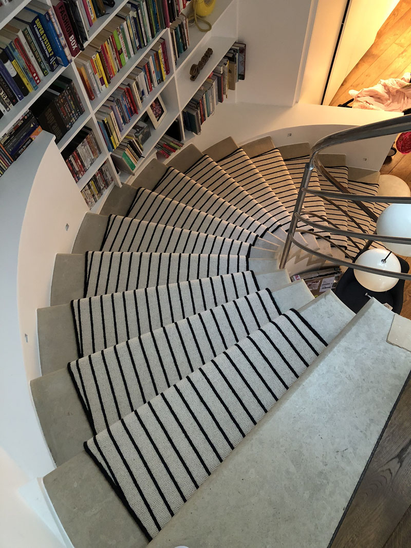 Black & White Striped Carpet Installed In Soho | The Flooring Group