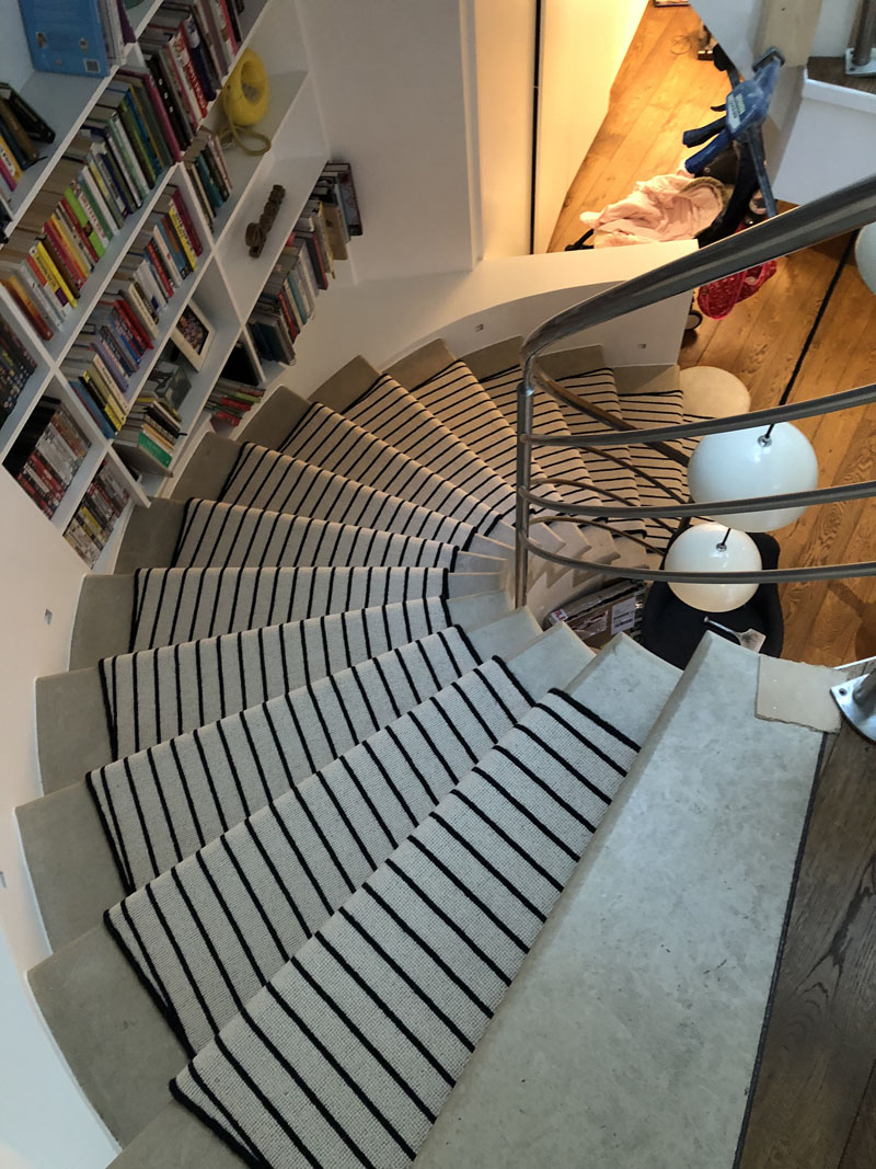 Black & White Striped Carpet Installed In Soho | The Flooring Group