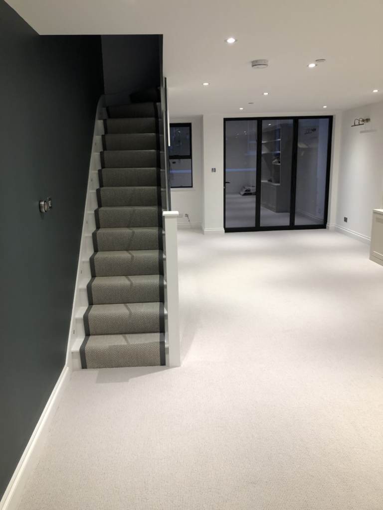 Fibre Flatweave Classic Herringbone Dapple carpet installed Battersea 1 ...