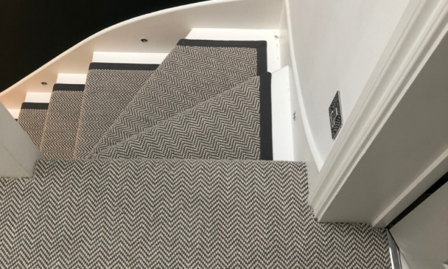 Fibre Flatweave Classic Herringbone Dapple Carpet Installed in ...
